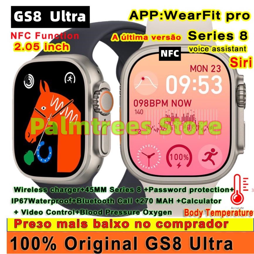 WATCH 8 ultra Smartwatch GS8 ULTRA Função NFC ECG PPG À Prova D'água ...