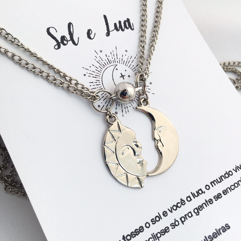 Conjunto de Colares Sol e Lua | Shopee Brasil