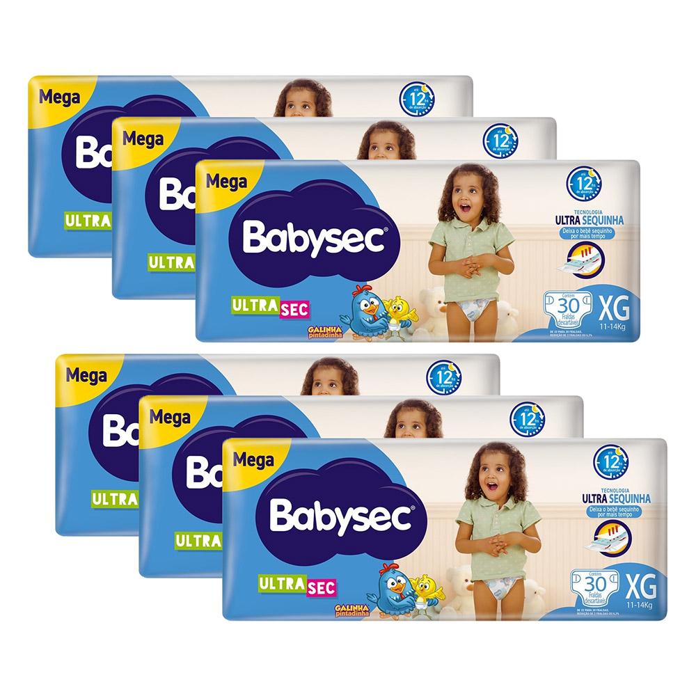 Kit 6 Fraldas Babysec Galinha Pintadinha Ultrasec Mega Tamanho XG 30 ...