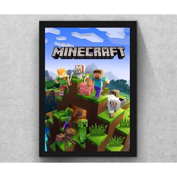 Quadro Minecraft moldura mdf + vidro + poster | Shopee Brasil