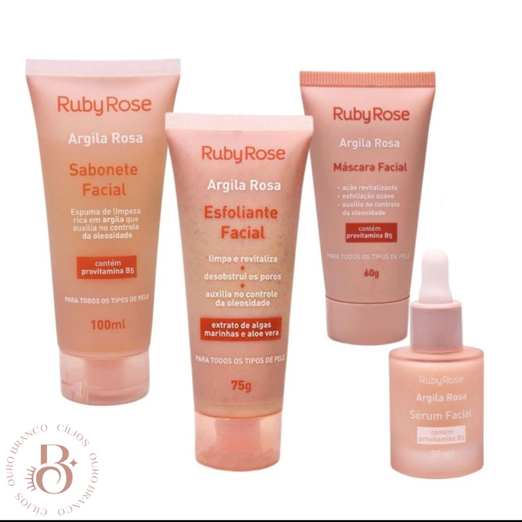 Kit Linha Argila Rosa Ruby Skin - Ruby Rose Skin Care (Completo ...