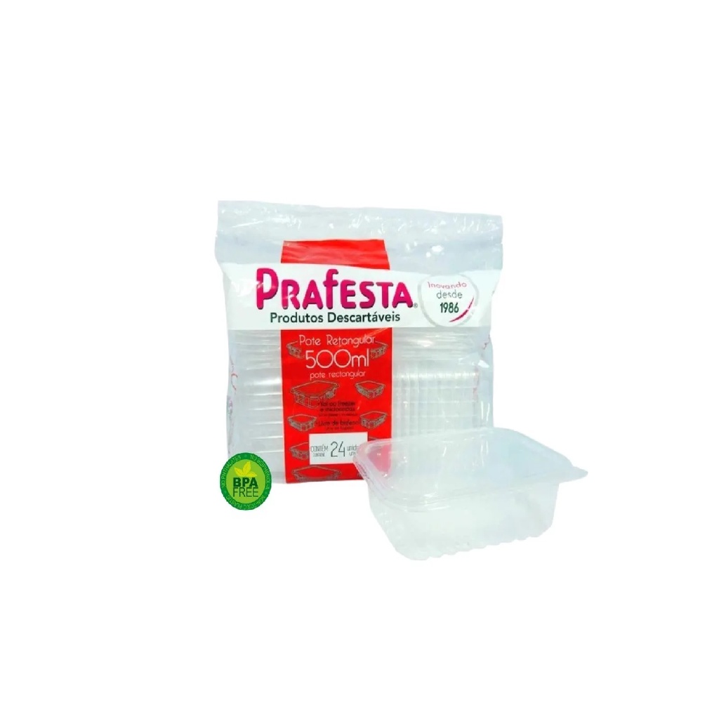 Kit 24 Unid. Pote Plastico Retangular Descartável PRAFESTA Microondas Freezer Marmita | Shopee ...