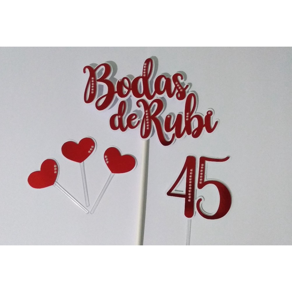 Topo de Bolo Bodas de Rubi | Shopee Brasil Topo de Bolo Bodas de Rubi | Shopee Brasil