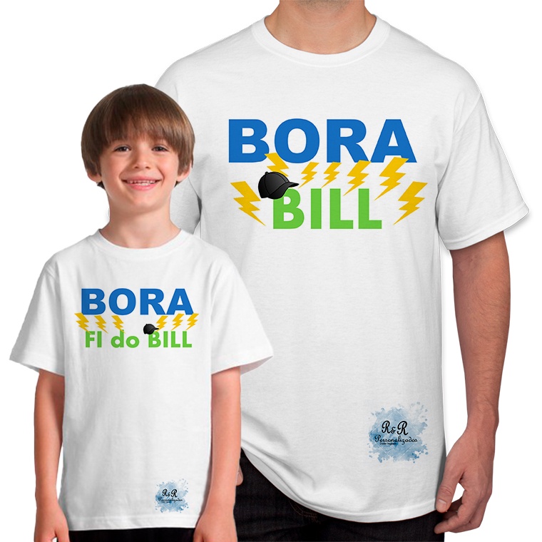 Kit com 2 Camisetas de Malha 100% Poliéster Estampa "Bora Bill" Manga ...