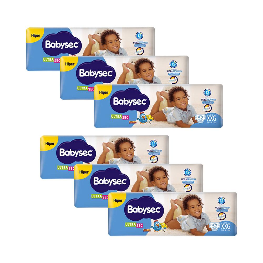 Kit 6 Fraldas Babysec Galinha Pintadinha Ultrasec Hiper Tamanho XXG 52 ...