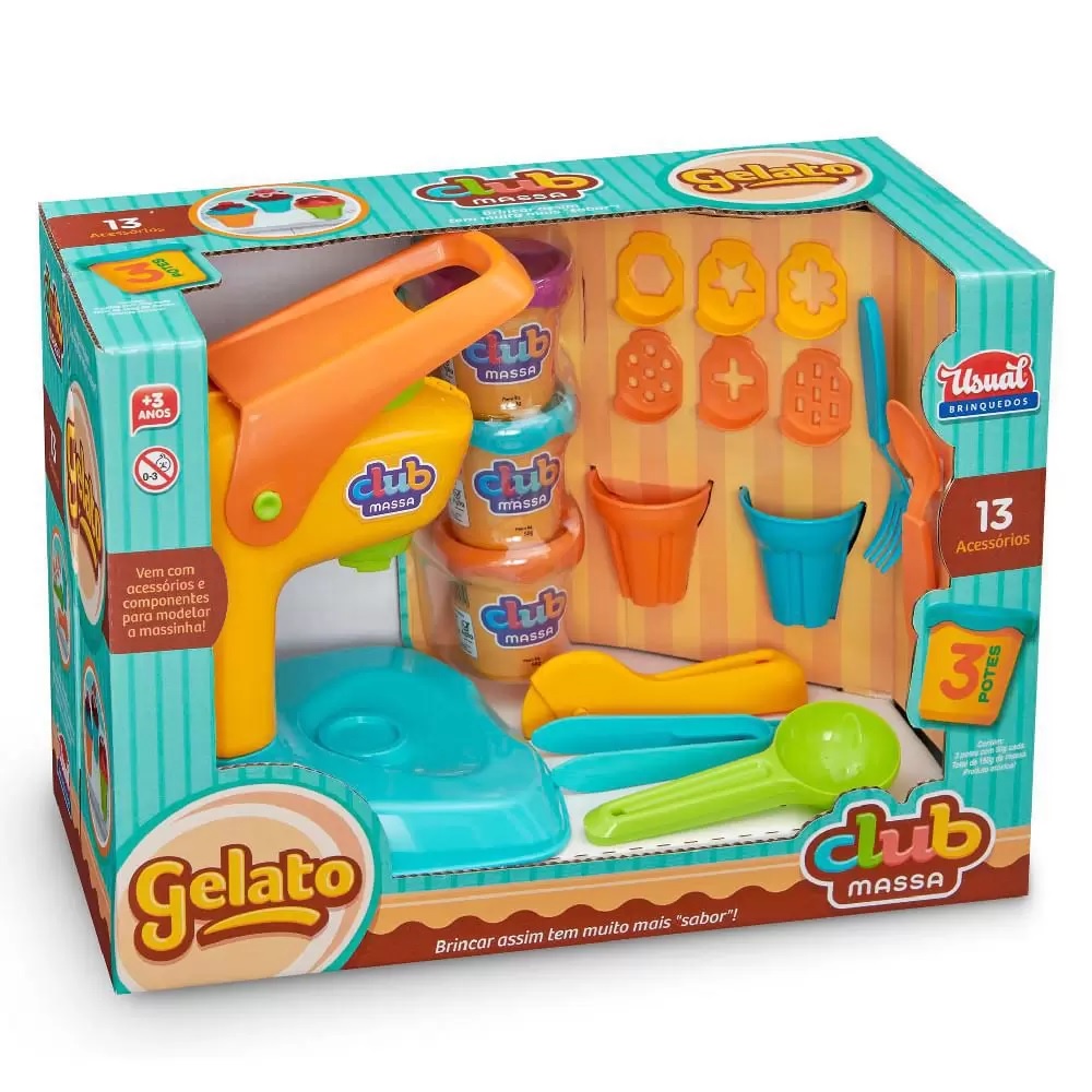 Kit Gelato Club Massa Massinha Modelar Com Maquina Sorvete - Usual ...