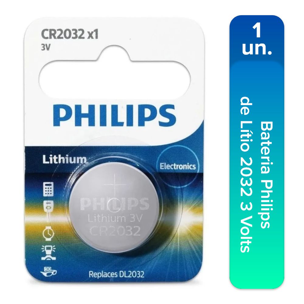 Pilha Bateria Philips 2032 3 Volts Pilha Moeda Botão Redonda Bateria ...