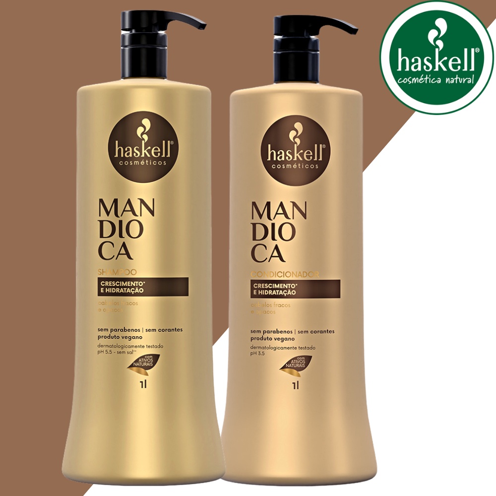 Kit Mandioca Haskell ( Shampoo 1L + Codicionador 1L) | Shopee Brasil