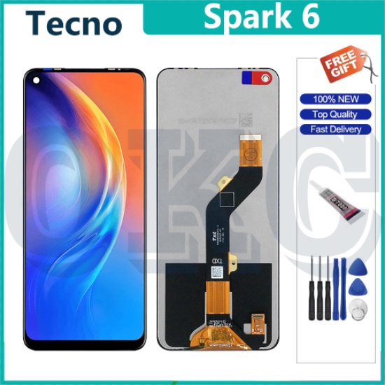 Original Para Tecno Spark 6 Display LCD Digitador Da Tela De Toque Conjunto Completo Montagem ...