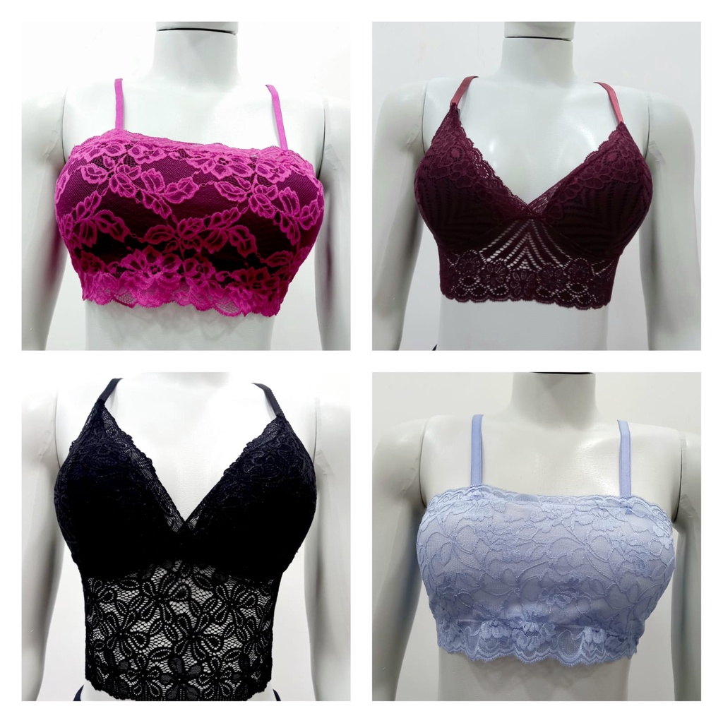 Cropped Top Em Renda Com Bojo Modelos Variados | Shopee Brasil