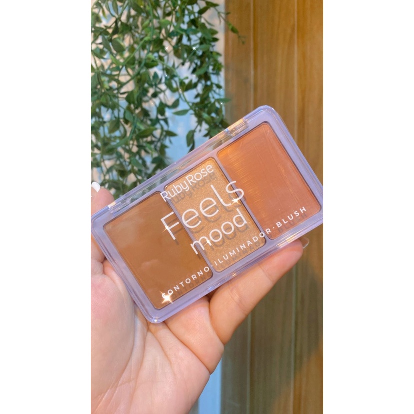 PALETA DE CONTORNO, ILUMINADOR E BLUSH FEELS MOOD RUBY ROSE | Shopee Brasil