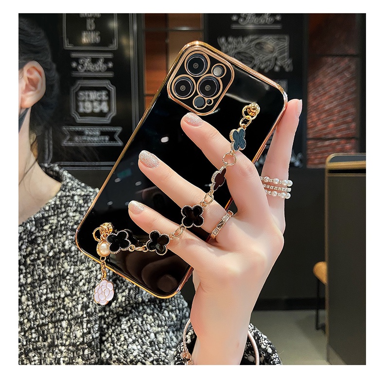 Revestimento Luxuoso Quatro Folhas Trevo Metal Pulseira De Corrente ... Revestimento Luxuoso Quatro Folhas Trevo Metal Pulseira De Corrente ...