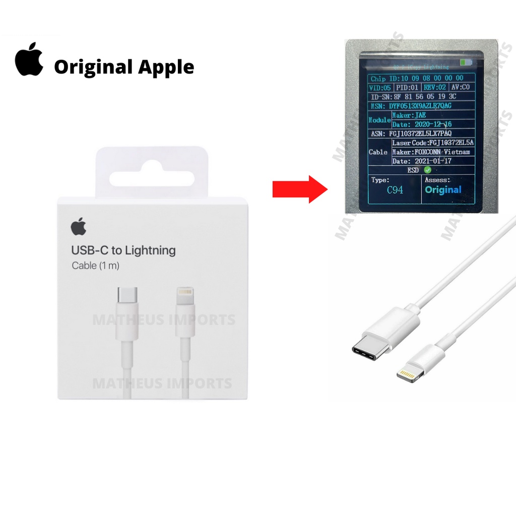 Cabo iPhone Apple Original Lightning Usb-C Tipo C 1 Metro | Shopee Brasil