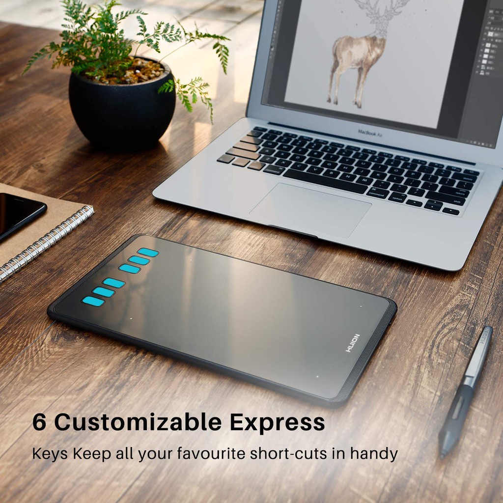 Huion H640P Graphics Desenho Tablet Stylus com 6 teclas expressas ...