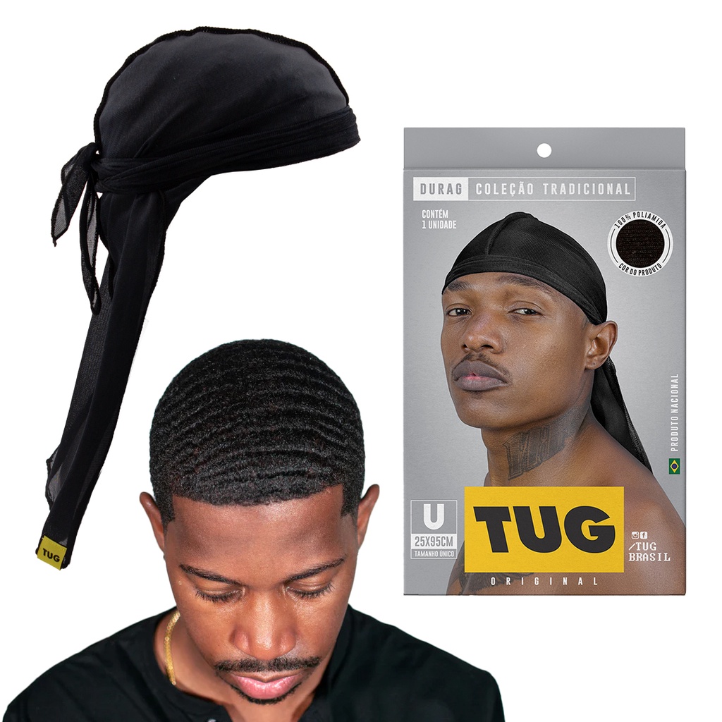 Bandana Durag Preta Tug Touca 360waves Dureg Hiphop Rapper | Shopee Brasil