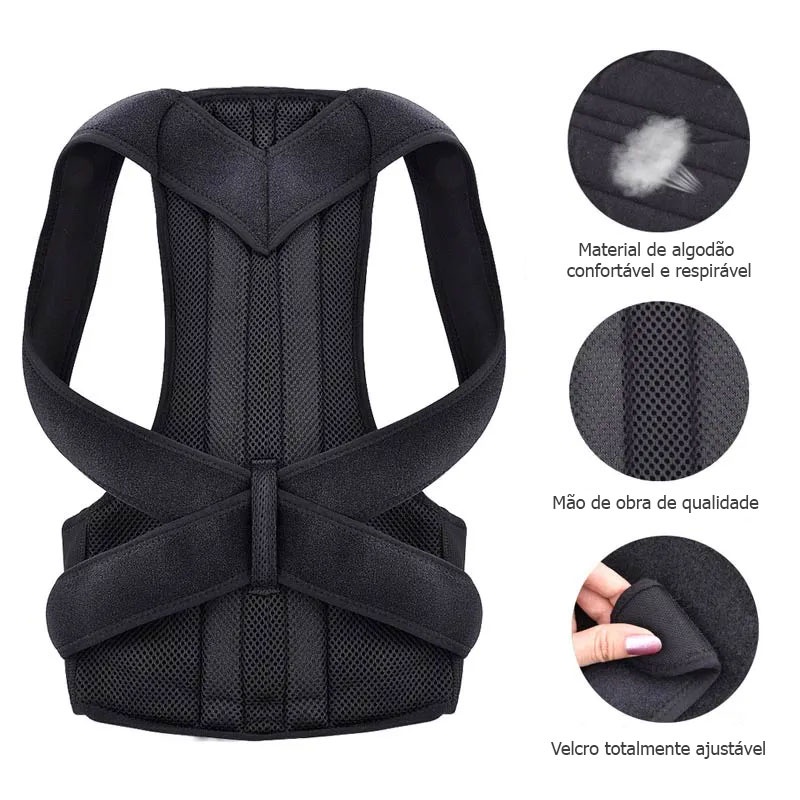 Cinta Colete Unissex Reforçada Corretor Postural Coluna Lombar Forte ...