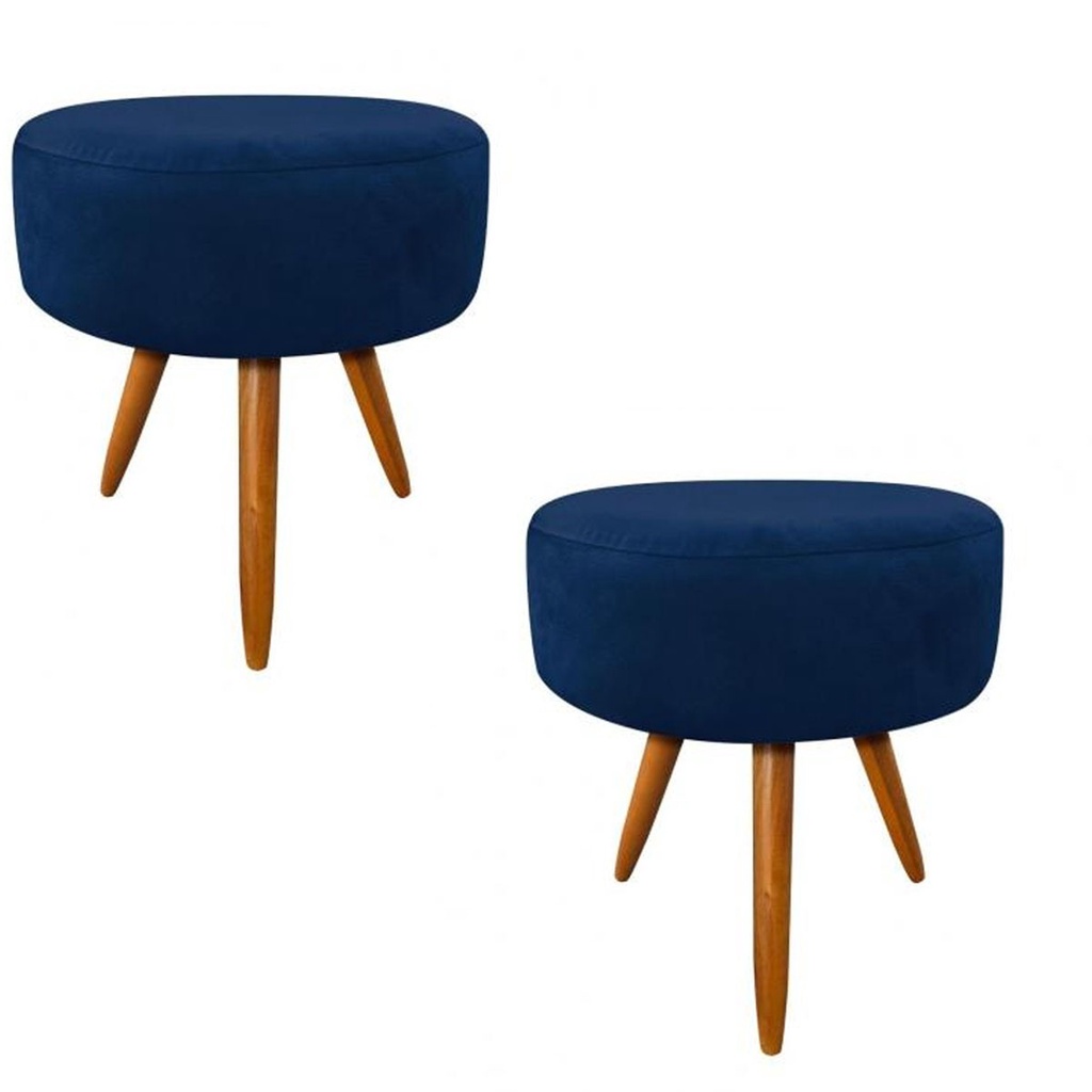 2 Puf, Puff Para Sala, Puff Redondo, Suede Azul Marinho/Azul escuro ...