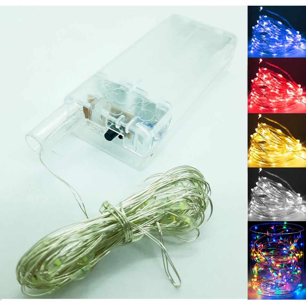 Fio de Led Fio Fada 1m 10 Leds Pilha Branco Frio Branco Quente | Shopee ...