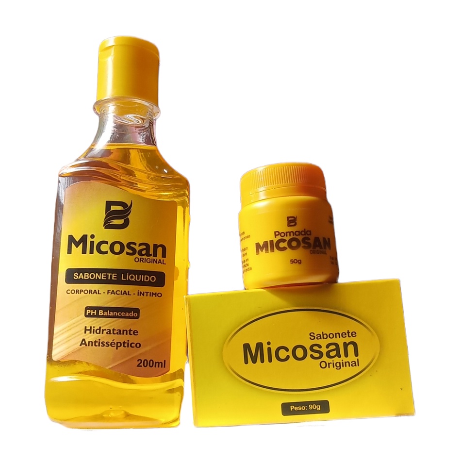 kit micosan 3 pomada 50g 2 sabonete em barra 1 sabonete liquido Para ...
