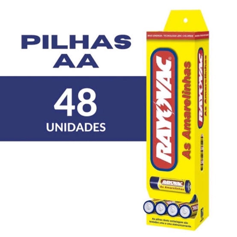 Tubo Pilha Amarelinha Rayovac Pequena Aa Com 48 Unidades | Shopee Brasil