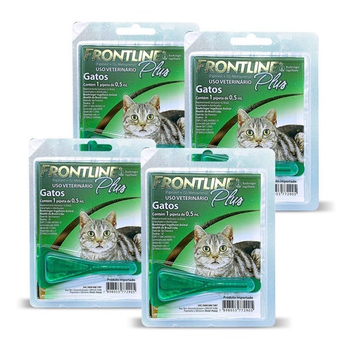 Kit 4 Frontline Plus Gatos Anti Pulga Carrapato Kit Pipeta | Shopee Brasil