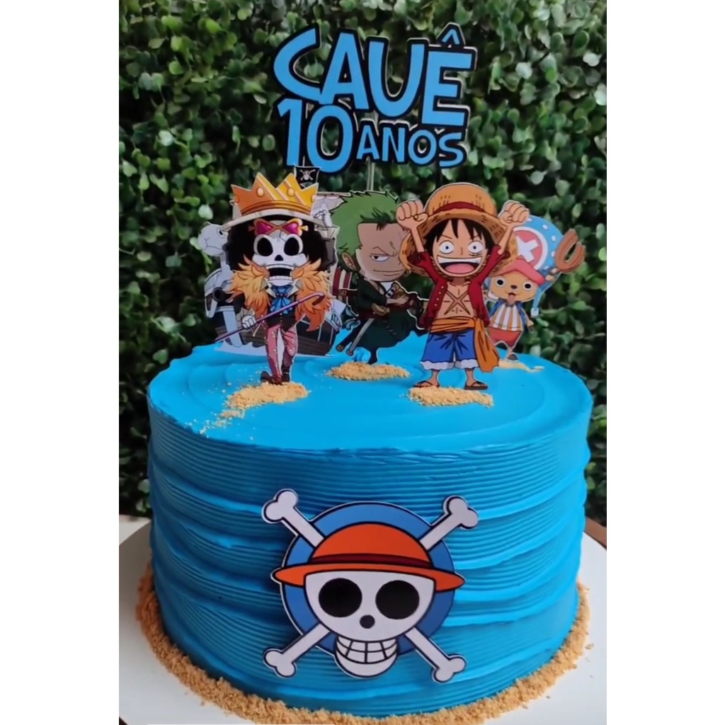 Topo de Bolo One Piece Mangá Topper Personalizado | Shopee Brasil