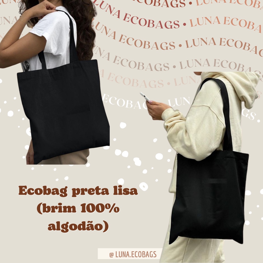 Ecobag Lisa Preta / Tote bag / Brim 100% algodão feita a mão | Shopee Brasil