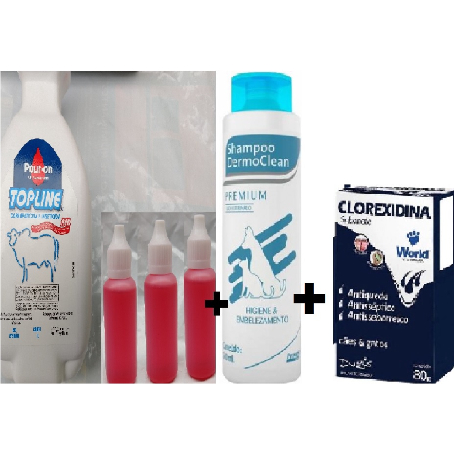 Kit combo Shampoo Dermoclean 500ml+ Sabonete Clorexidina + 60ml ...