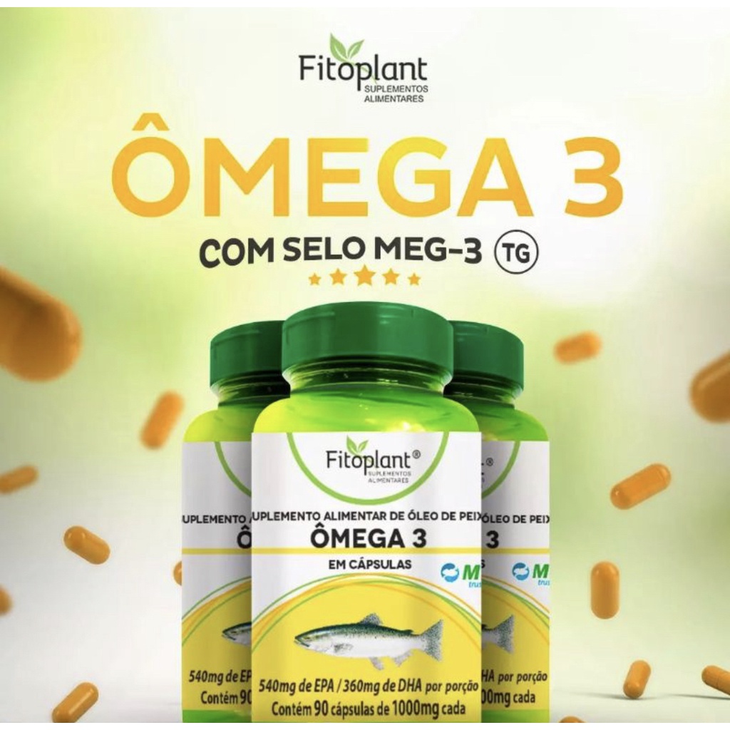 Omega 3 (oléo de Peixe) - 1000mg - 60 cápsulas - Original Fitoplant ...