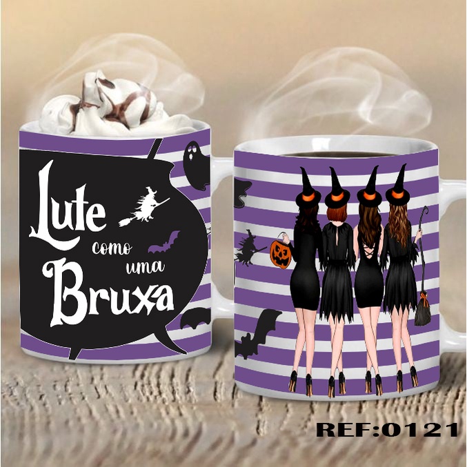 Caneca Porcelana Bruxas Halloween - Lute Como uma Bruxa | Shopee Brasil
