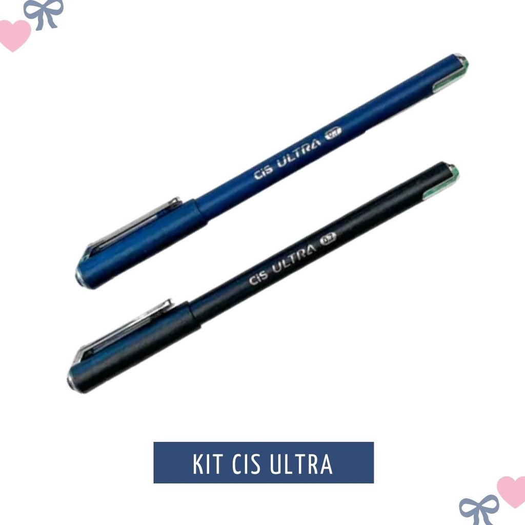 Caneta Cis Ultra Ki 2 Unidades Azul e Preta Ponta Fina C/ Tampa ...