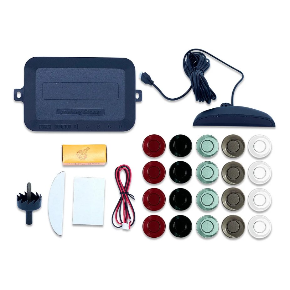 Kit Sensor Estacionamento Ré Completo Carro Universal Sinal Buzzer Bip ...