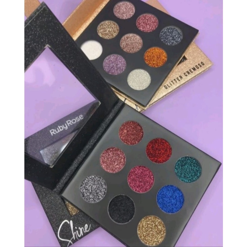 Paleta de Sombras Glitter Cremoso Shine Ruby Rose | Shopee Brasil