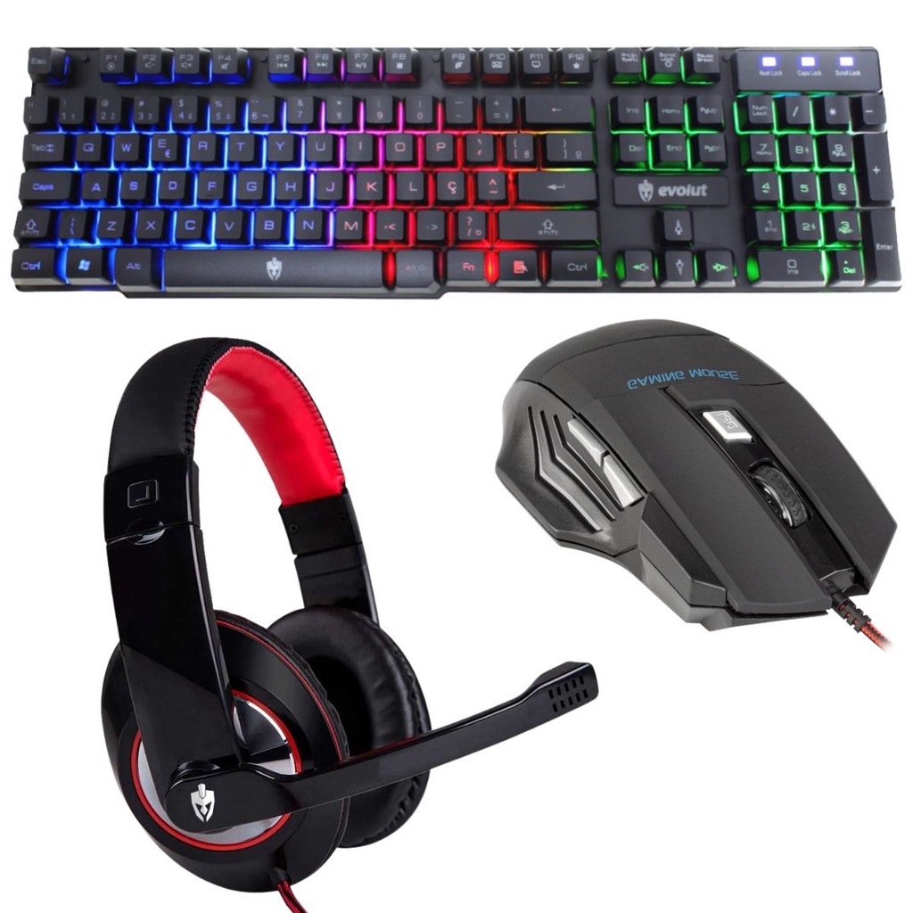 Kit Teclado Gamer Mouse Gamer Luminoso Rgb Led+Headset | Shopee Brasil