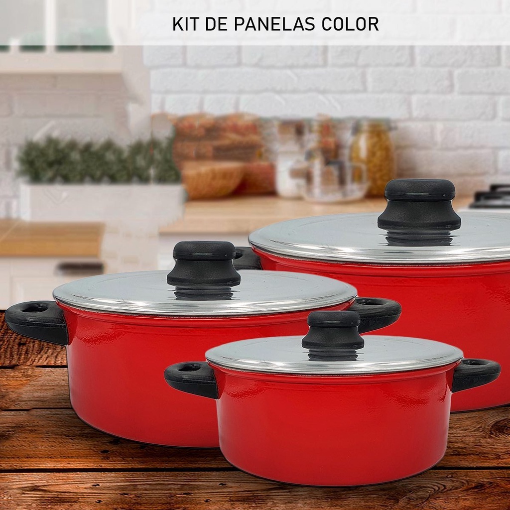 CONJUNTO DE PANELA COLOR 3 PÇAS. | Shopee Brasil