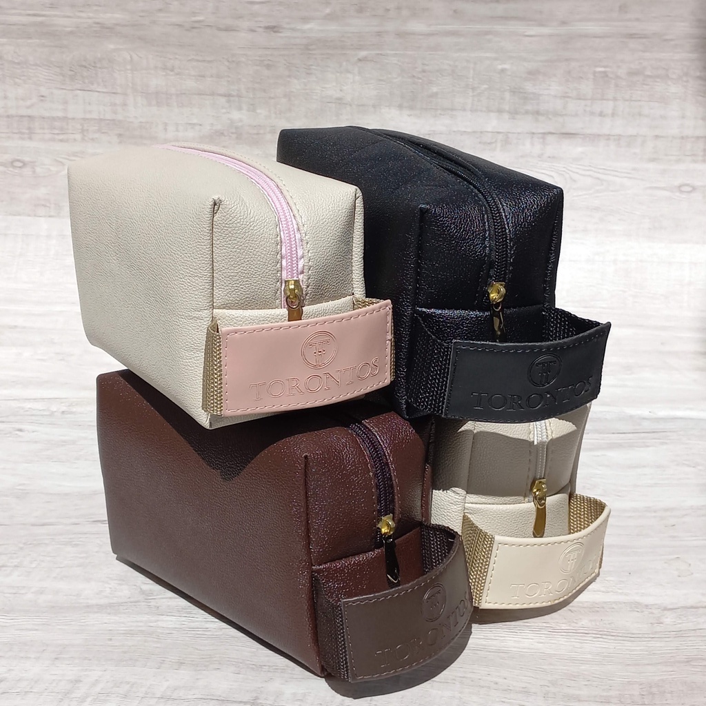 Necessaire Feminina Masculina Nova Bolsa de Mão Lisa Bege Torontos ...