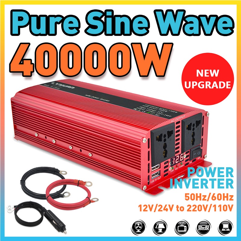 Inversor De Energia Para Carro DC 12V/24V AC 110V 220V Conversor De Tensão Dual Socket USB Nova ...