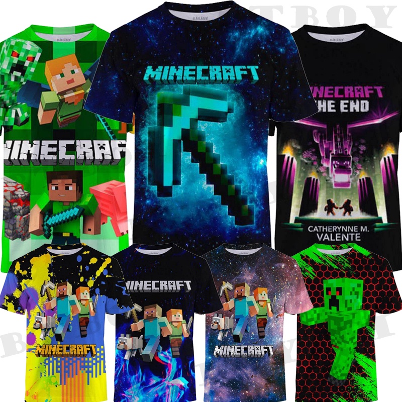 Camiseta MINECRAFT Kids Game Roupas Cartoon Boys Meninas Manga Curta ...