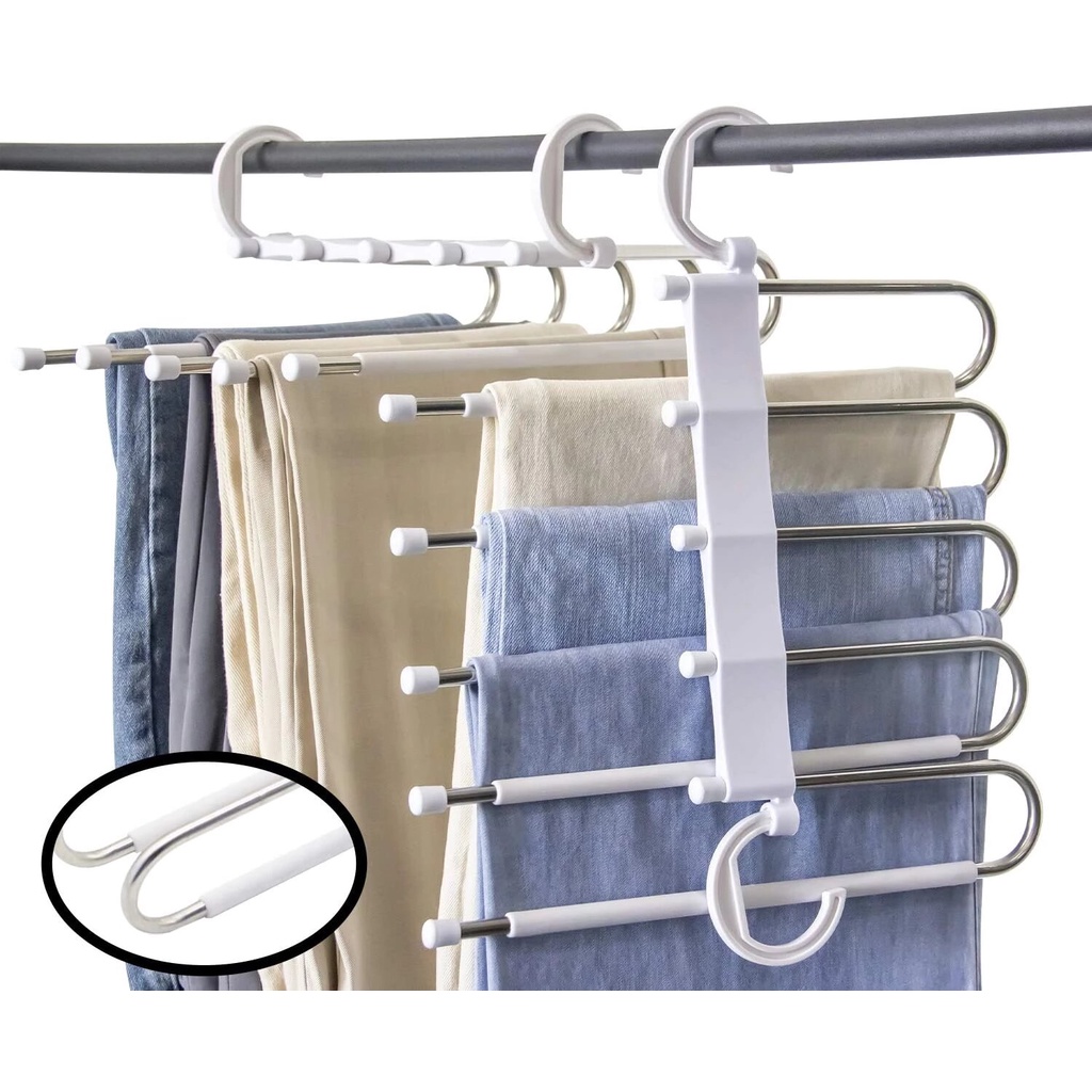 Cabide de Roupas 5 em 1 Multifuncional ajustavel para calcas e ...