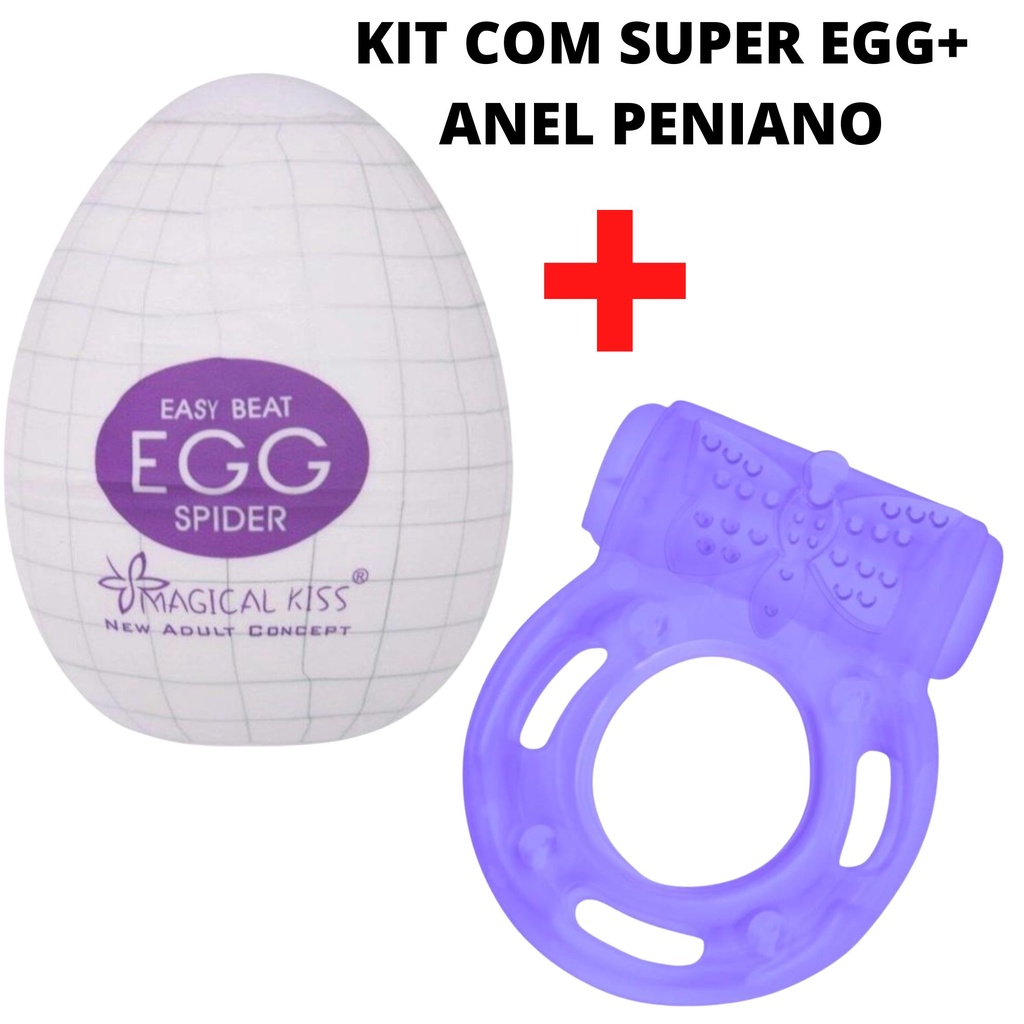 Kit Ovo Masturbador Masculino Super Egg Spider super macio+ Anel Peniano Com Vibrador ...