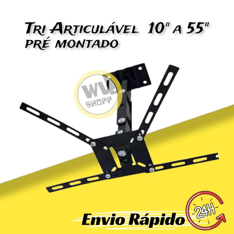 Suporte Tv Tri Articulado para Lcd Led Plasma 10" a 55" 8 Movimentos até 40kg | Shopee Brasil