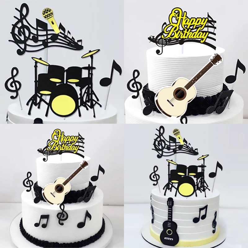 8Pcs Notas Musicais Criativas Topper Instrumentos Festival Cupcake ...