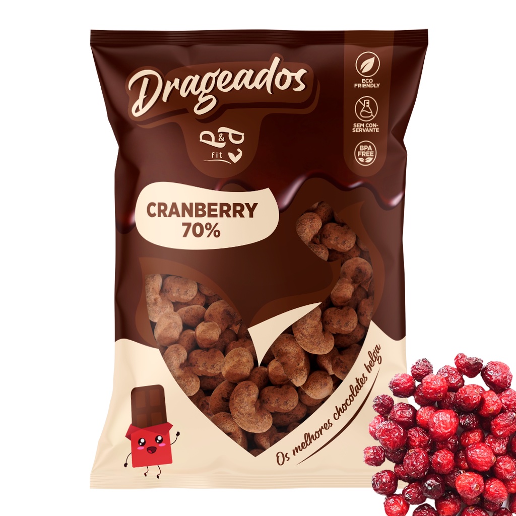 Drageado Cranberry com Chocolate Belga 70% Dragee P&P | Shopee Brasil