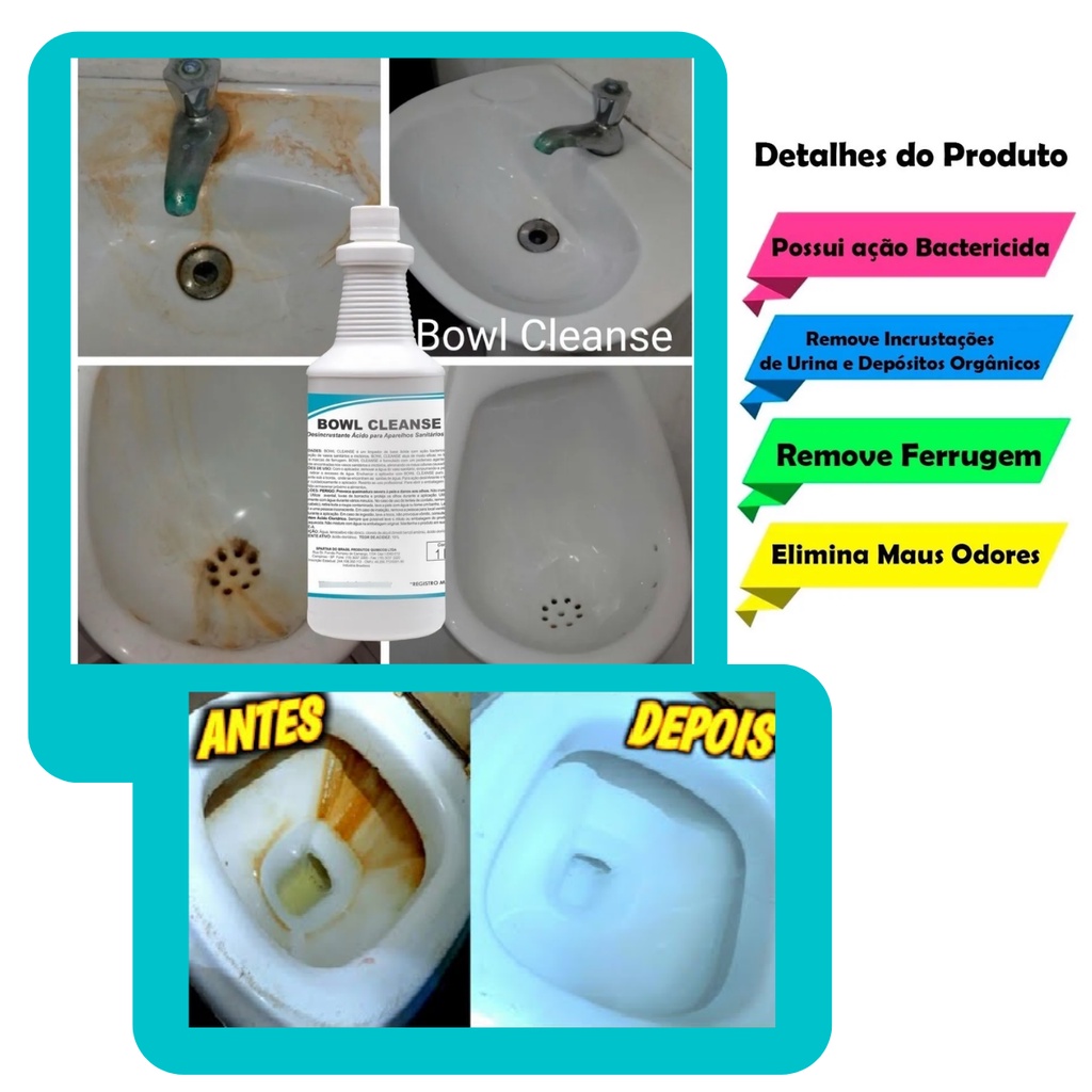 Bowl Cleanse Desincrustante Removedor Mancha Vaso Sanitário Mictorio ...