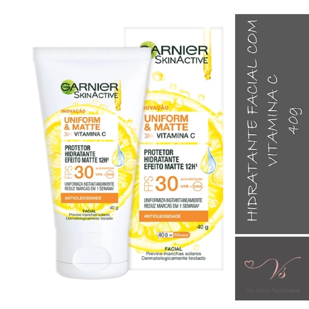Hidratante Facial Garnier Skinactive Uniform & Matte Vitamina C Fps 30 ...