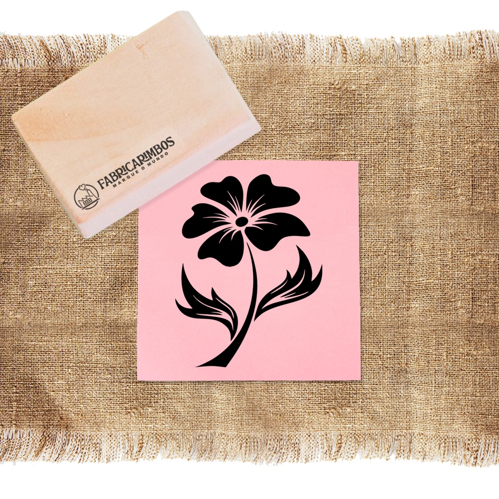 Carimbo de Madeira Sacola Kraft Ref. 0135 Flor Mod. A - 4,5 x 6 cm ...