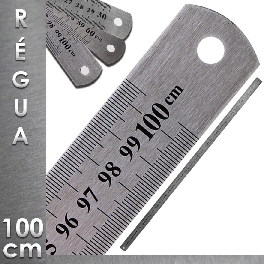 Kit 4 Réguas ou Unitário Aço Inox 40m 50cm 1 Metro + 15cm Medidas em ...