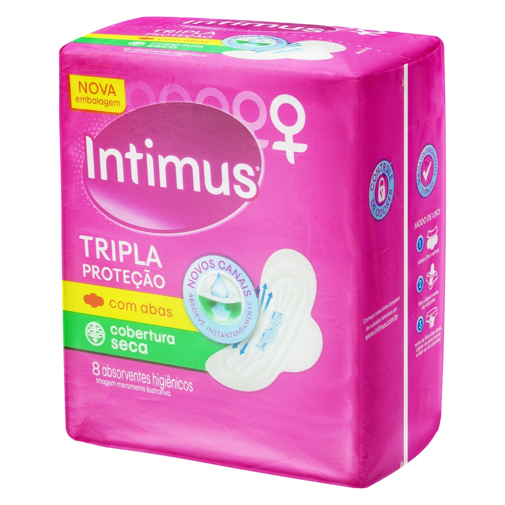 Kit 10 Absorventes Intimus Gel Malha Seca c/ Abas C/ 8. | Shopee Brasil