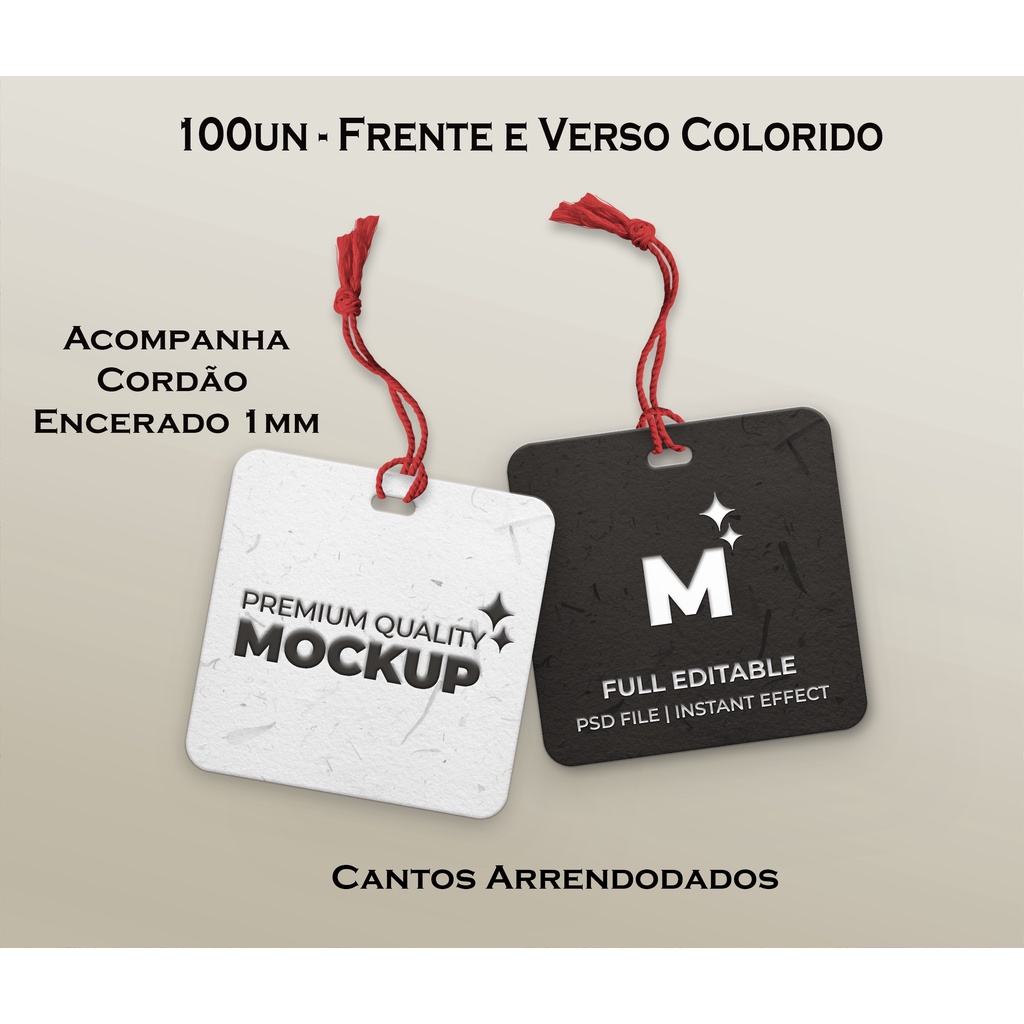Etiqueta Tag 100un Frente e Verso Colorido com Cordão Encerado - Fosco ...