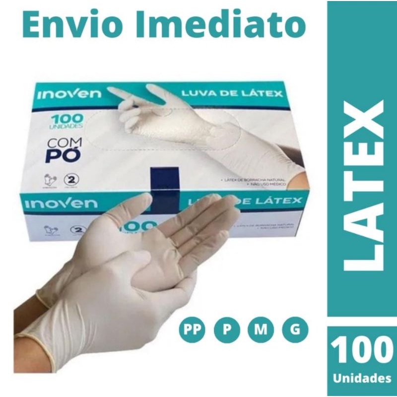 Luva Latex procedimento C/Po Inoven PP, P, M, G caixa 100 unidades ...